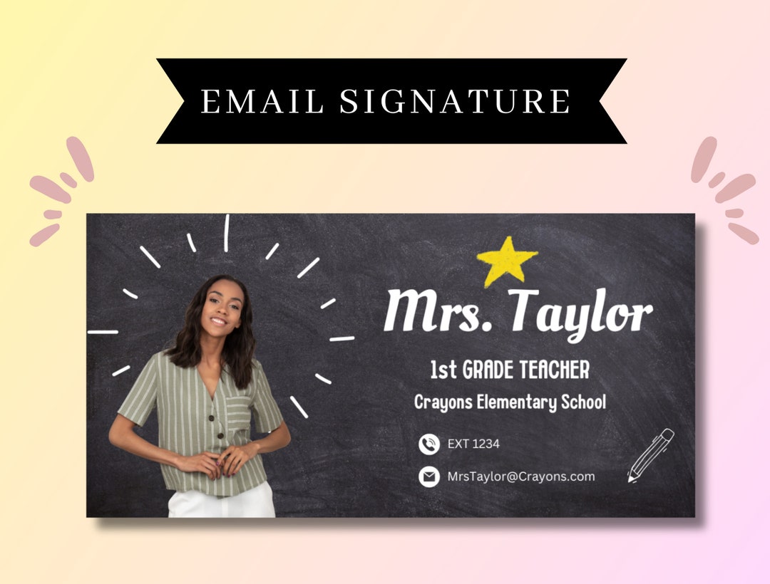 Teacher Email Signature Template Editable Canva Cute Gift for Teacher ...