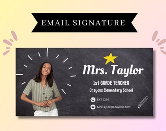 Teacher Email Signature Template Editable Canva Cute Gift for Teacher ...