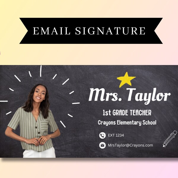 Cute Editable Teacher Email Signature - Etsy