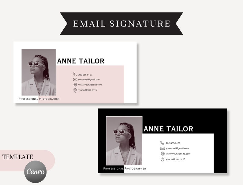 Email Signature Template Editable Canva Signature Design - Etsy