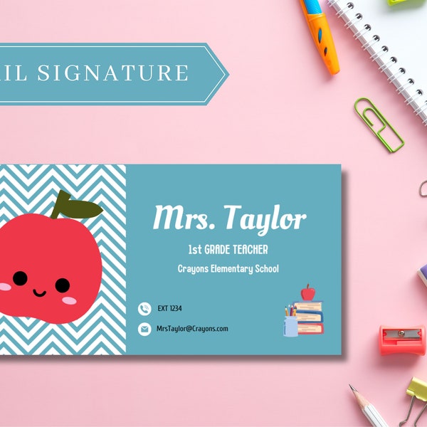 Cute Editable Teacher Email Signature - Etsy