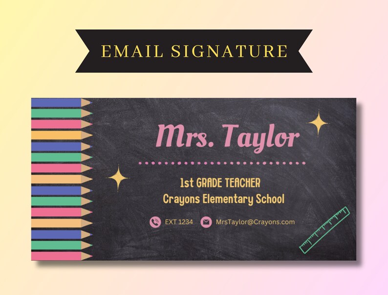 Teacher Email Signature Template Editable Canva Cute Gift for Teacher ...