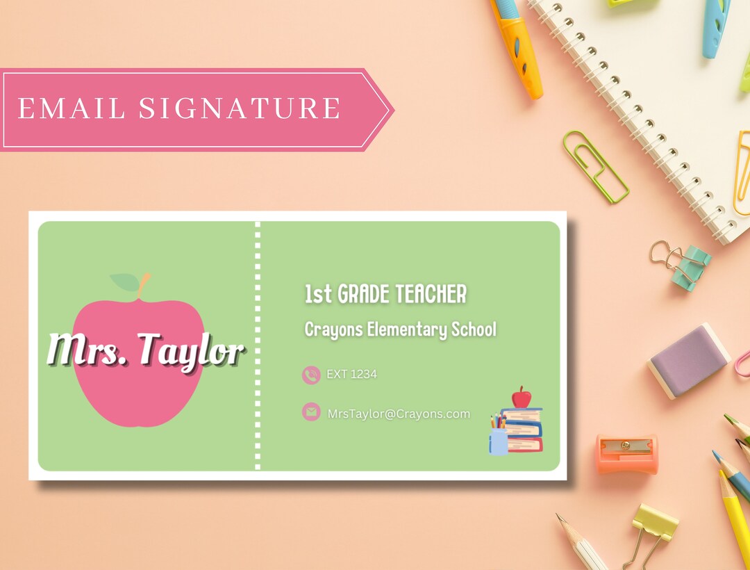 Teacher Email Signature Template Editable Canva Cute Gift for Teacher ...