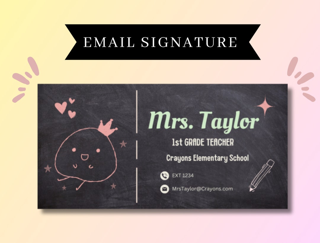 Email Signature Teacher Template Editable Canva Cute Gift for Teacher ...