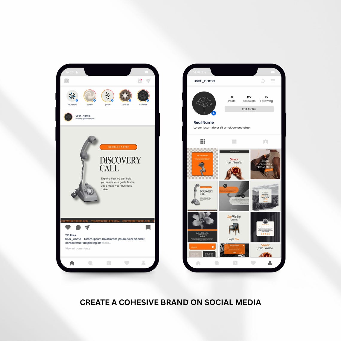 Neon Orange Instagram Templates for Coaches: Social Media Marketing ...
