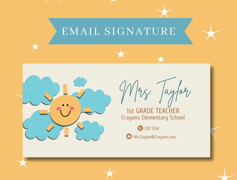 Teacher Email Signature Teacher Template Editable Canva Cute Gift for ...