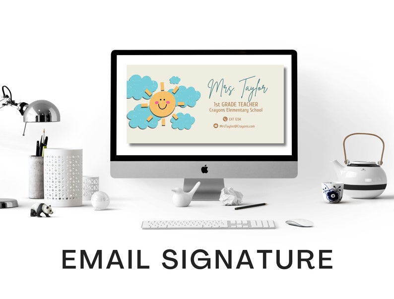 Teacher Email Signature Teacher Template Editable Canva Cute Gift for ...