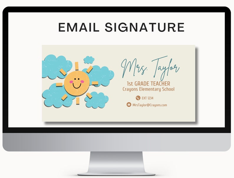 Teacher Email Signature Teacher Template Editable Canva Cute Gift for ...