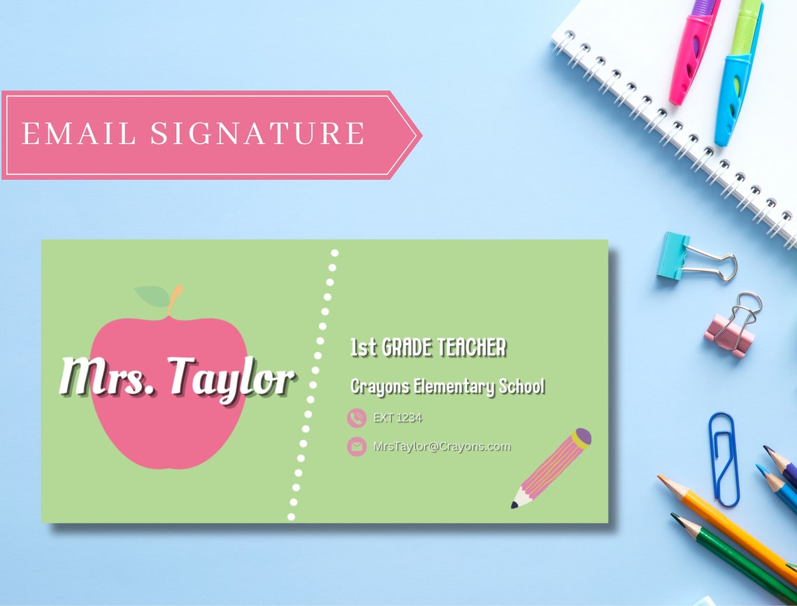 Teacher Email Signature Template Editable Canva Cute Gift for - Etsy