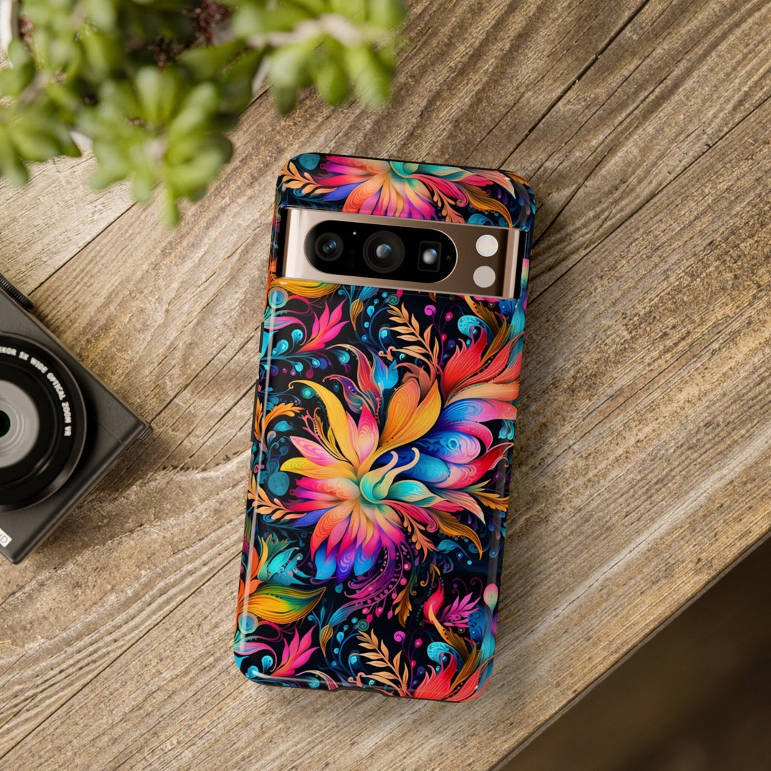 Neon Floral Psychedelic Phone Case: Magsafe Iphone, Galaxy, Pixel - Etsy