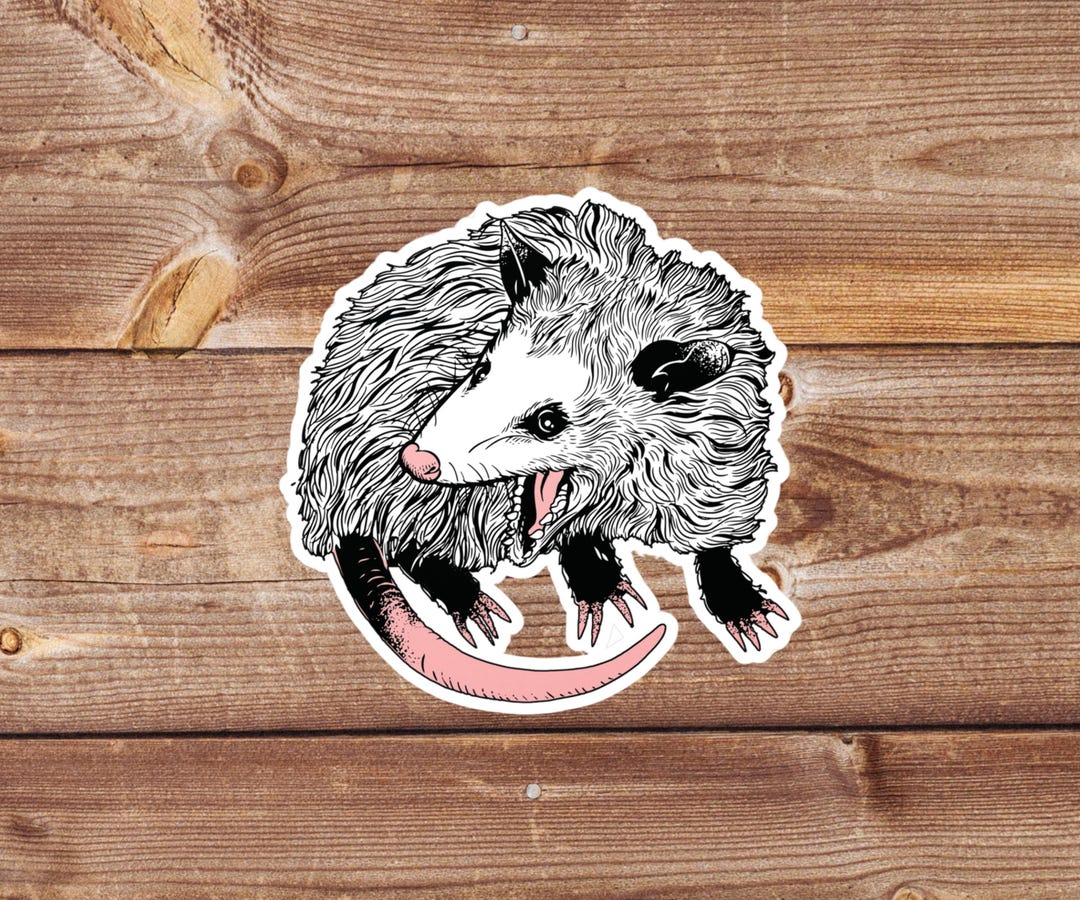 Screaming Opossum Sticker for Gen Z and Millennials, Trashcore Stressed ...