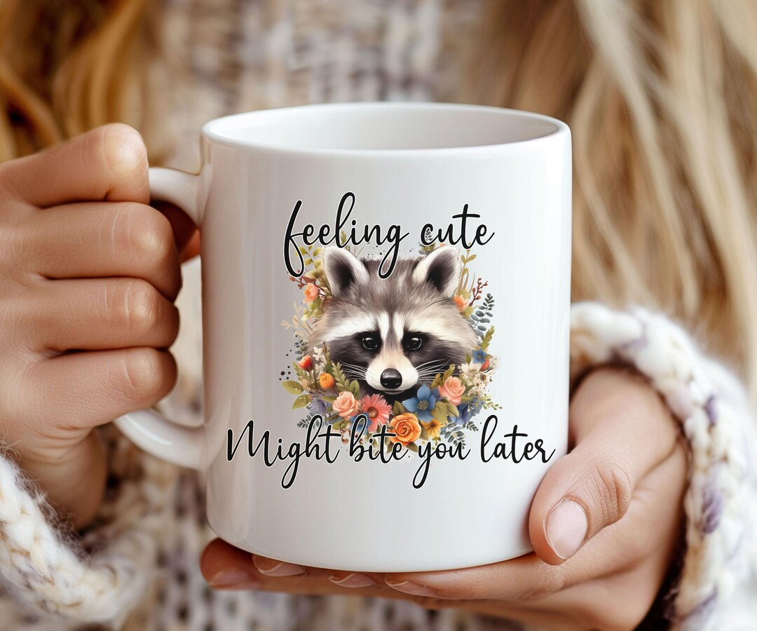 Cute Raccoon Mug for Women Gen Z and Millennials, Racoon Floral ...