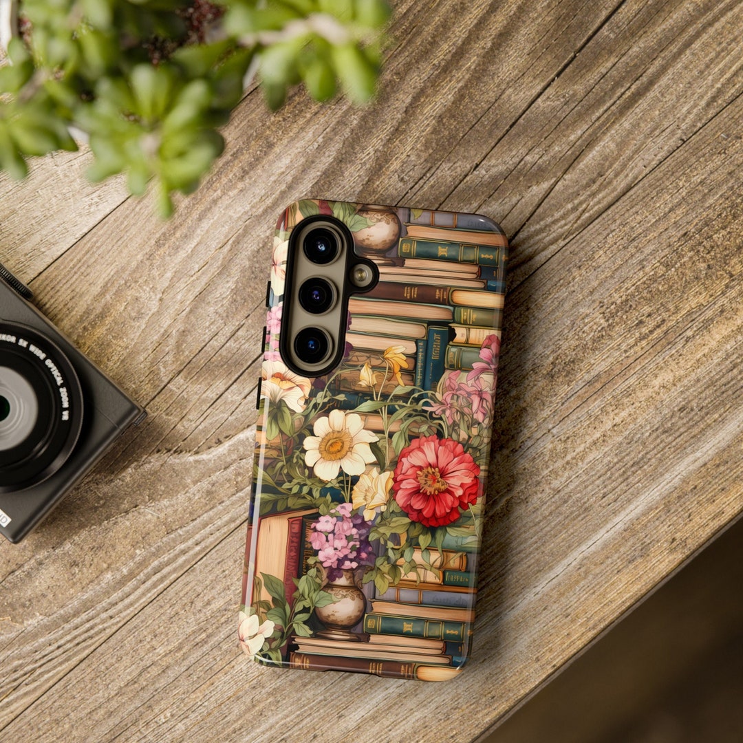 Floral Bookshelf Phone Case, Book Lover Gift - Etsy
