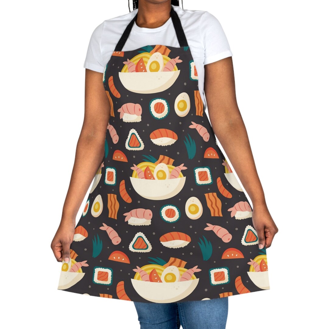 Apron Cute Custom Ramen Chef Sushi Kitchen Baking Cooking Apron Stain ...