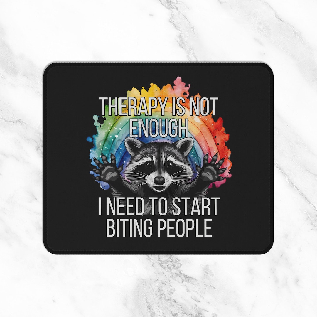 Rainbow Raccoon Mental Health Mouse Pad, Racoon Motivational Office ...