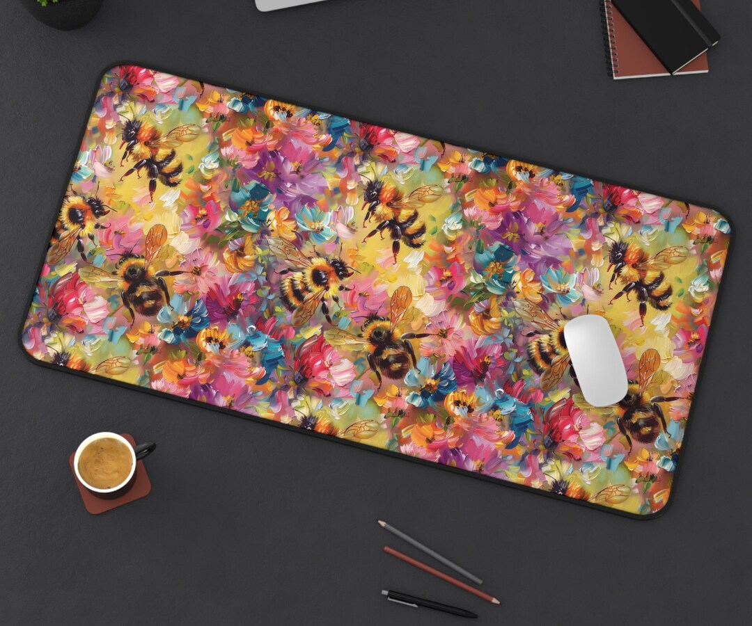 Floral Bumblebee Desk Mat: Personalized Bee Gaming Mouse Pad - Etsy