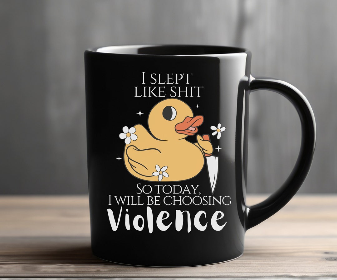 Kawaii Rude Trendy Rubber Duck Coffee Mug, Ceramic Black or White Mug ...