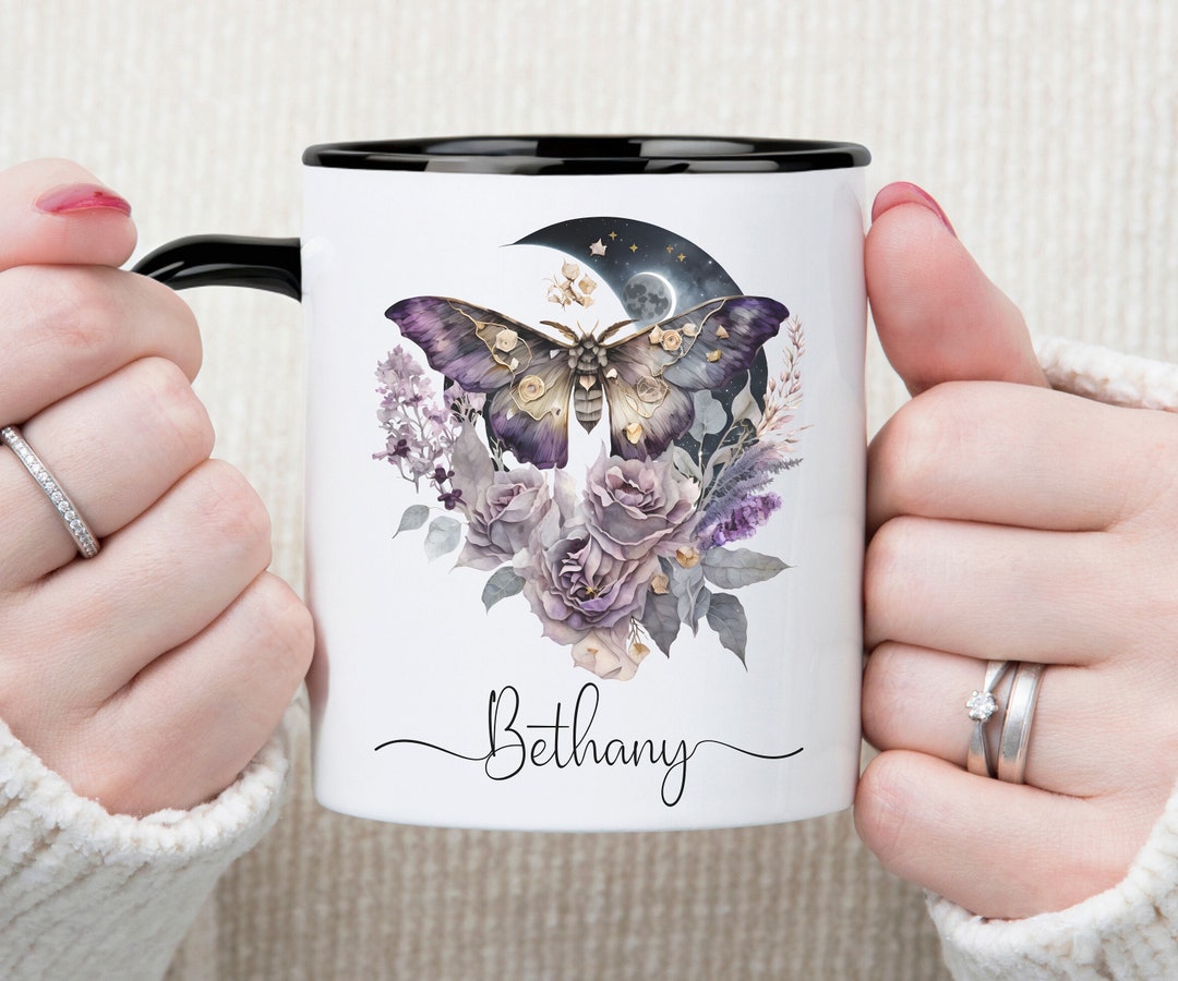 Custom Moth Moon Phase Name Mug Gift for Mom Daughter Giftfriend ...