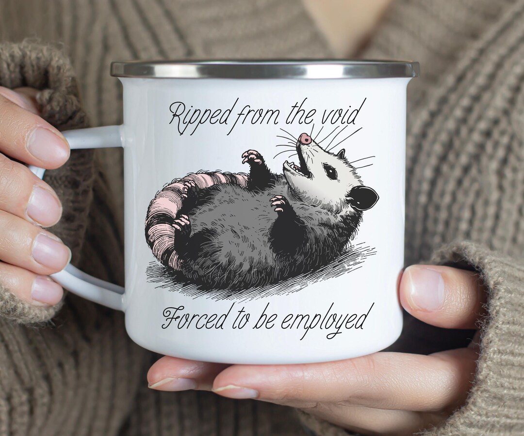 Opossum Work Mug, Adult Humor Double Sided Print Ceramic Coffee Cup ...