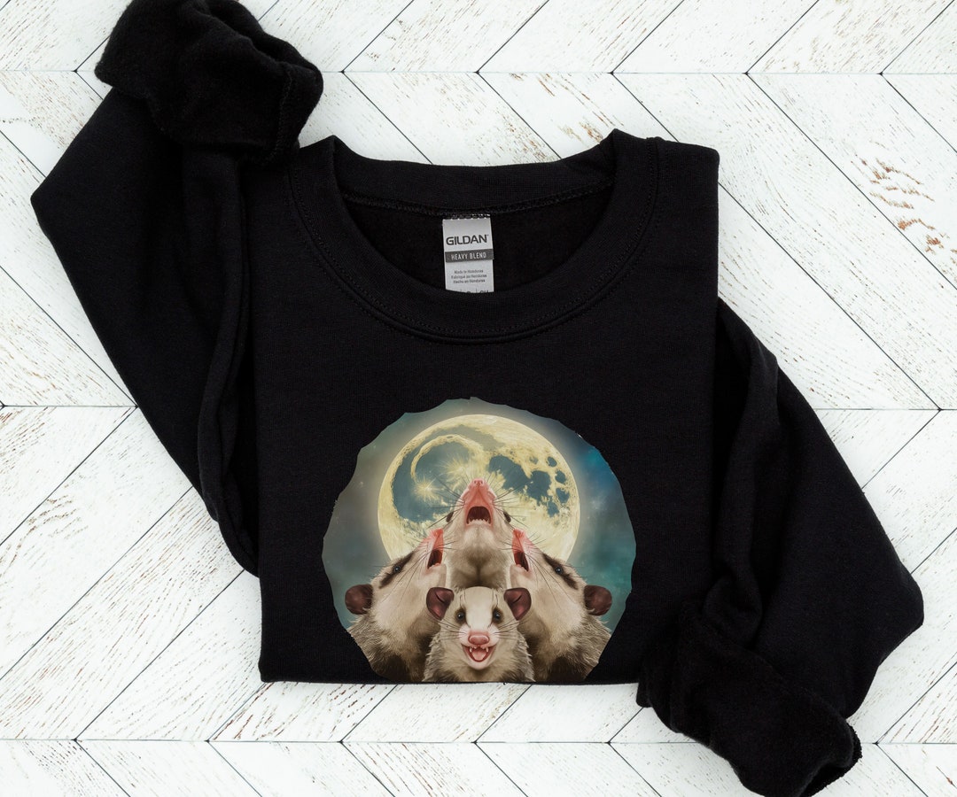 Trashcore Screaming at the Moon Possum Sweatshirt, Opossum Pullover for ...