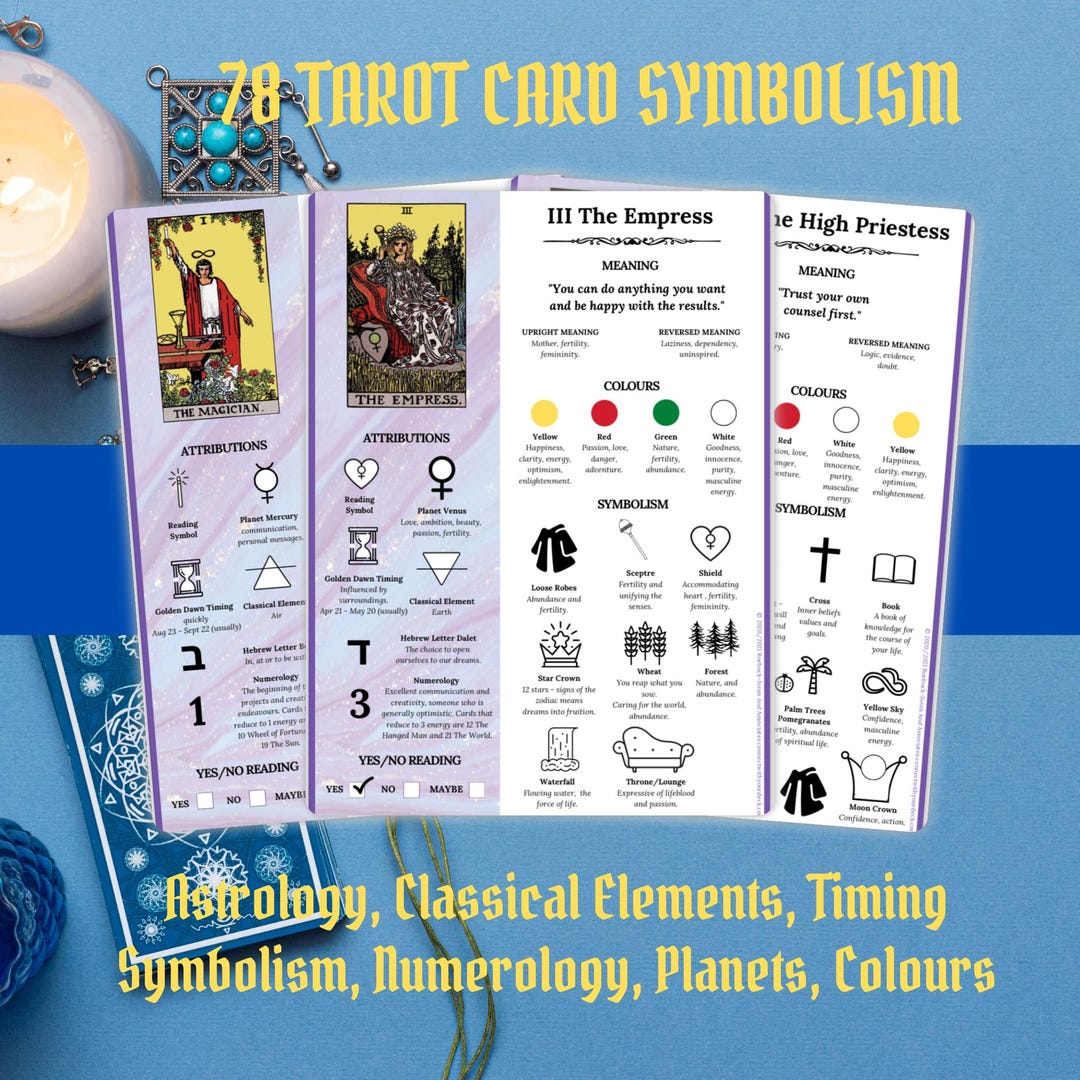 Tarot Symbolism Cheat Sheets Printable Ebook for Beginners & Advanced ...