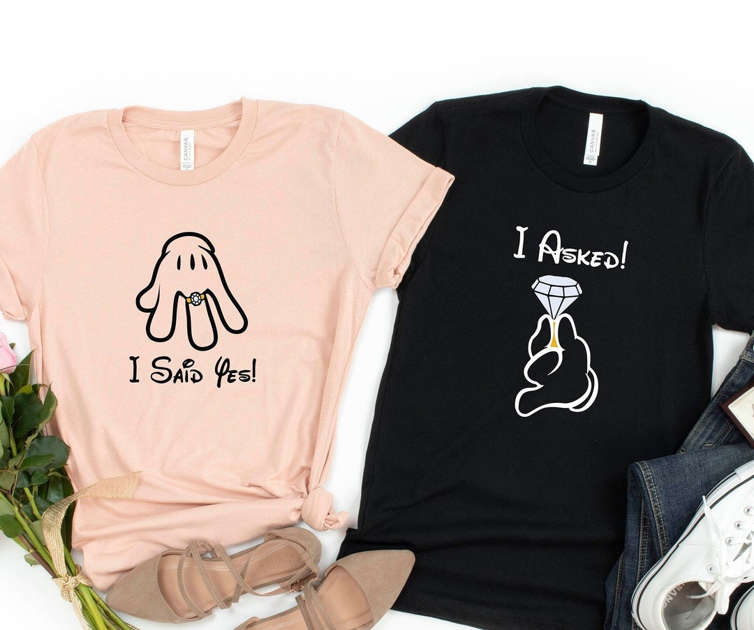 Mickey Minnie Mouse Hands I Asked I Said Yes T-shirts for Couple ...