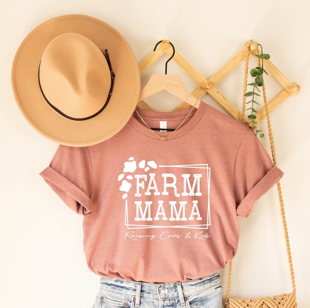 Farm Mama Raising Cows and Kids T-shirt, Farm Mom Gift Shirt, Farm Life ...