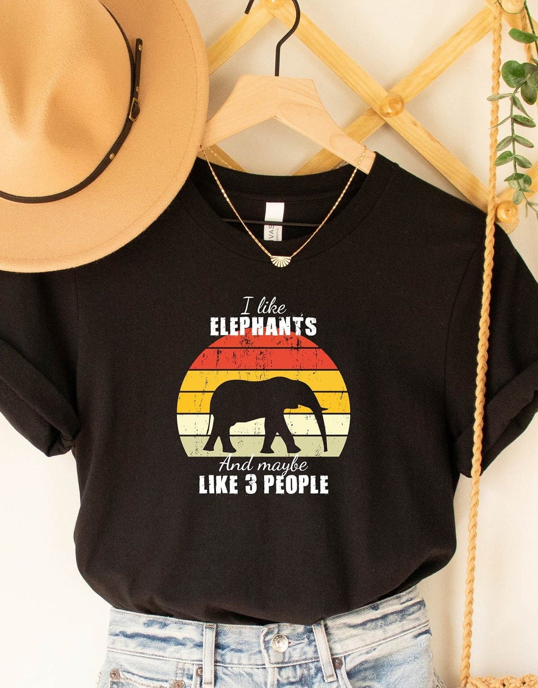I Like Elephants and Maybe Like 3 People Shirt, Elephant Retro Style ...