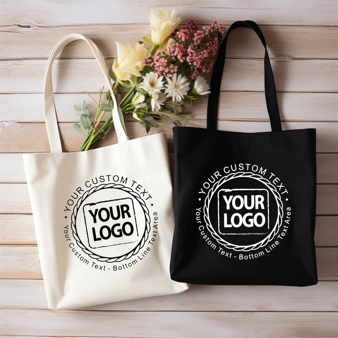 Your Custom Text Your Logo Here Custom Logo Canvas Tote Bags, Custom ...