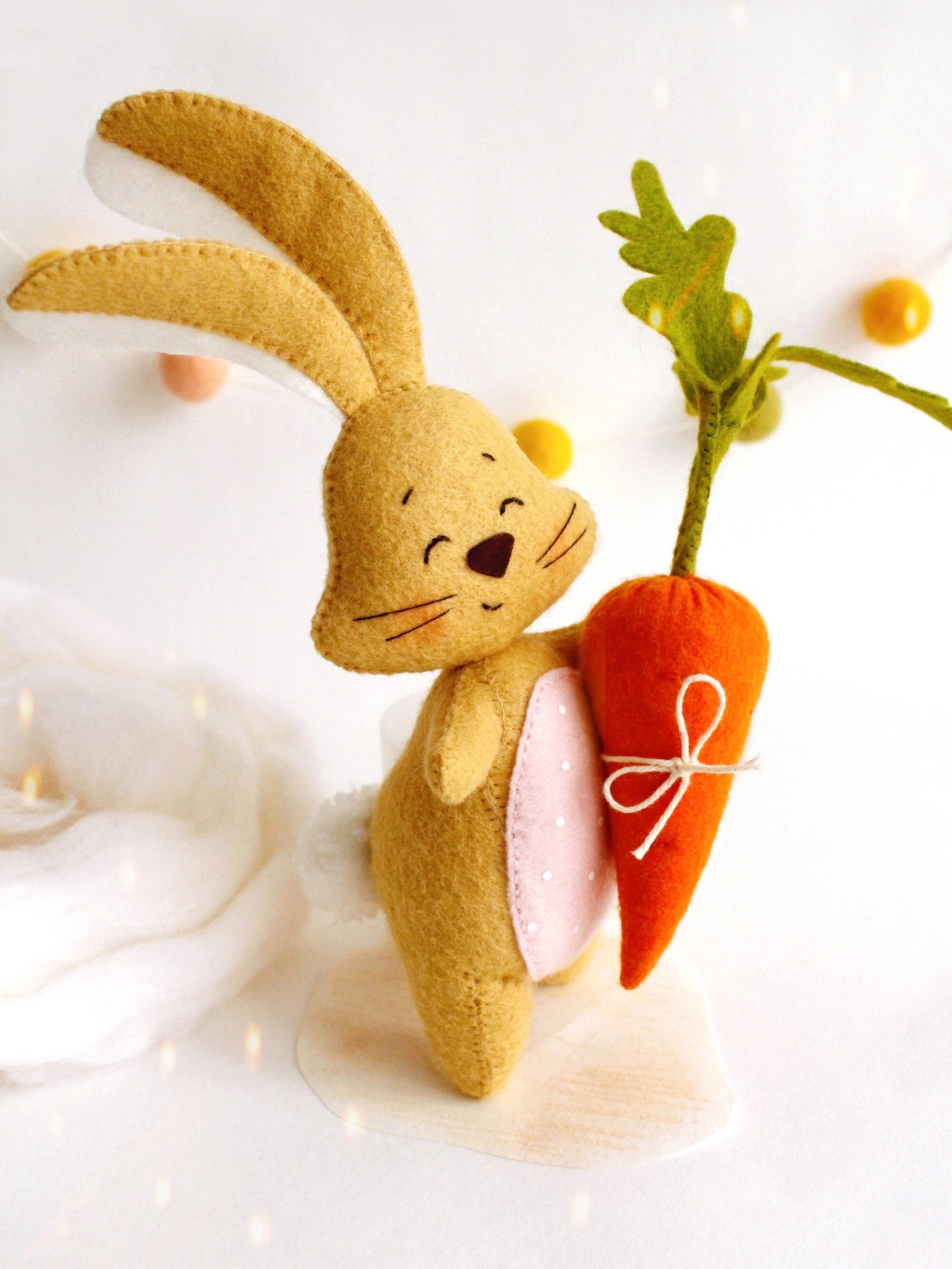 Felt Easter Bunny With Carrot Hand Sewing PDF Tutorial With Patterns ...