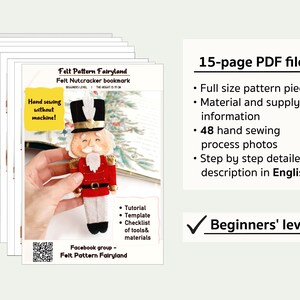 Felt Nutcracker Bookmark Hand Sewing PDF Tutorial With Patterns. DIY ...