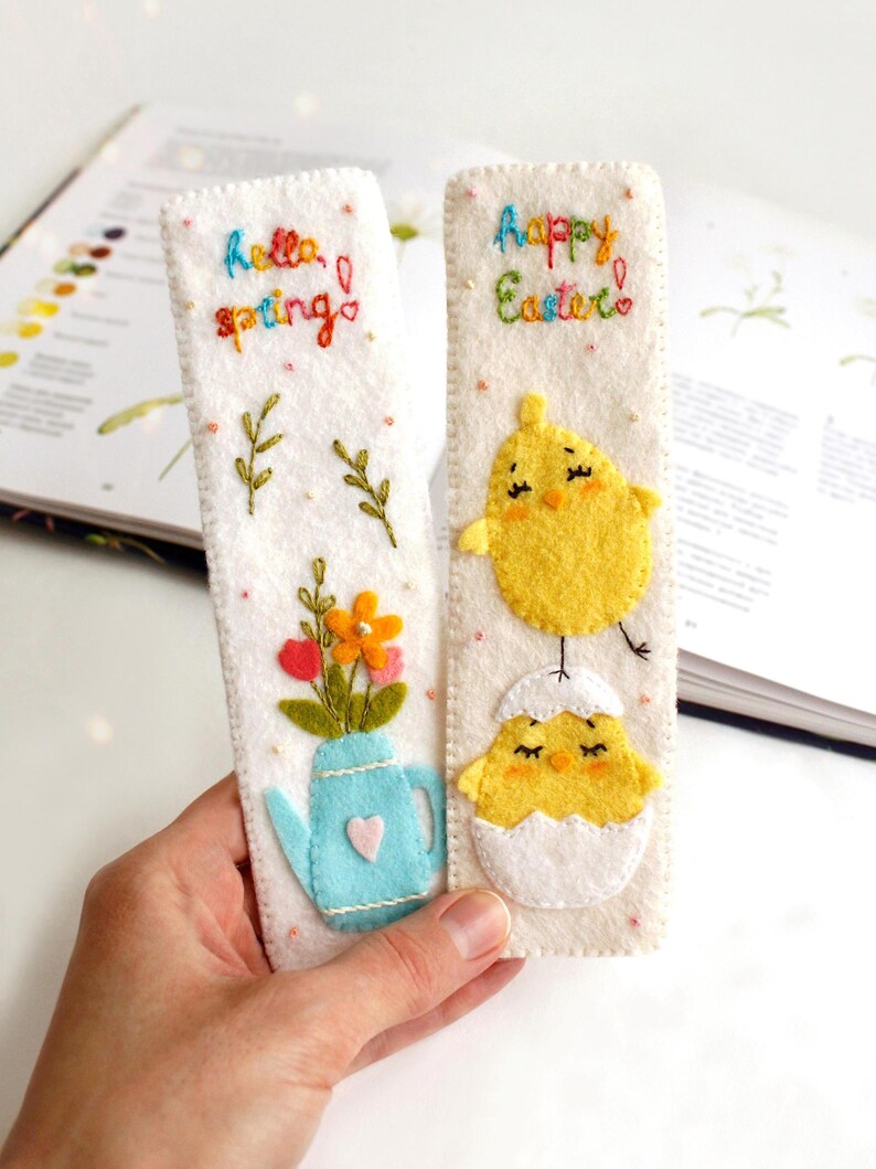 Felt Chicks Bookmark Hand Sewing PDF Tutorial With Patterns: DIY Easter ...
