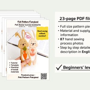 Felt Easter Bunnies Bookmarks Hand Sewing PDF Tutorial With Patterns: DIY Easter Ornament - Etsy