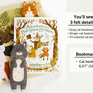 Felt Cats Bookmarks Hand Sewing PDF Tutorial With Patterns. Book and ...