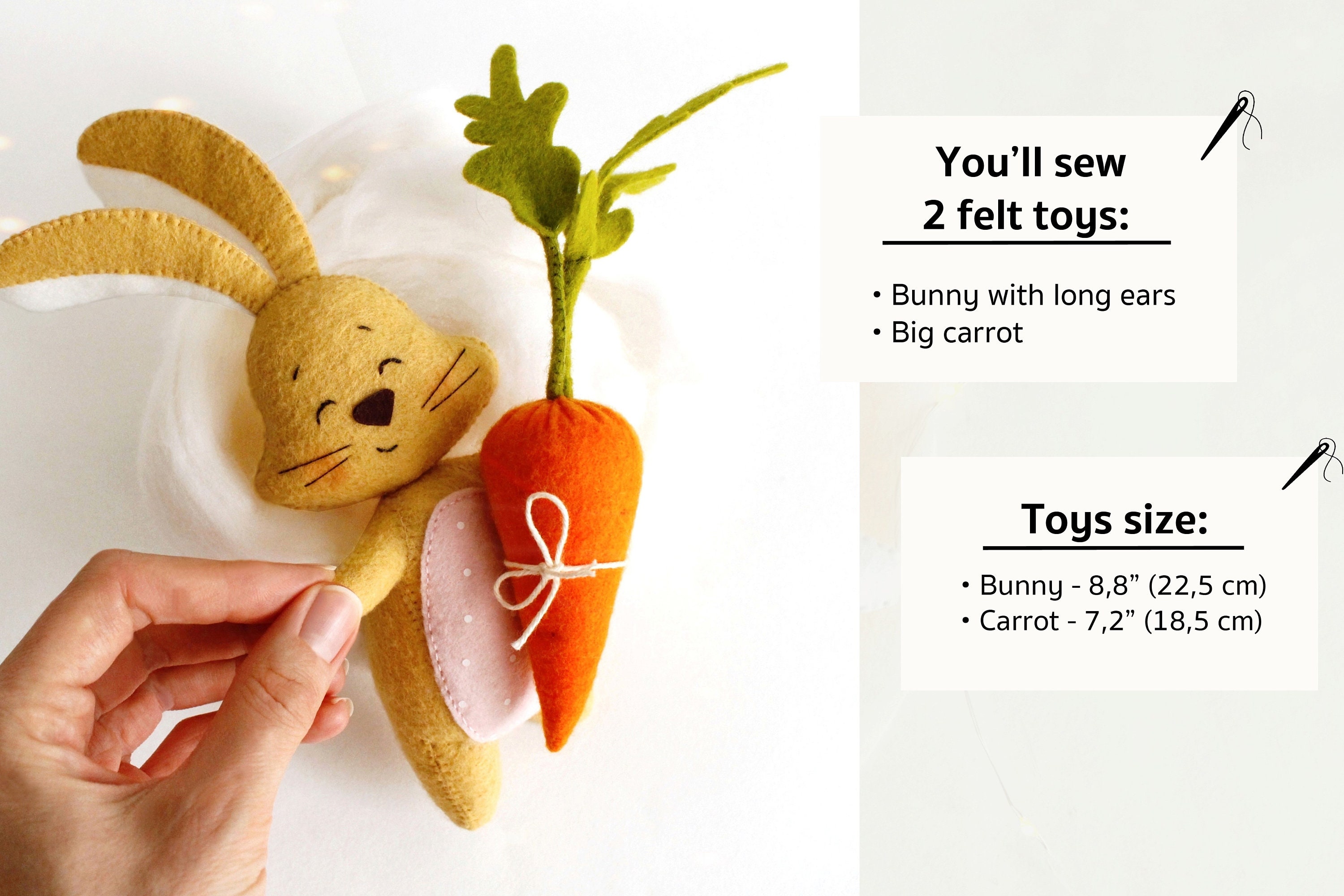 Felt Easter Bunny With Carrot Hand Sewing PDF Tutorial With Patterns ...