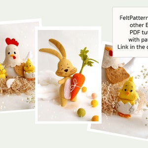 Felt Easter Chick in the Eggshell, Bunny & Lamb Sewing PDF Tutorial With Patterns: DIY Farm ...