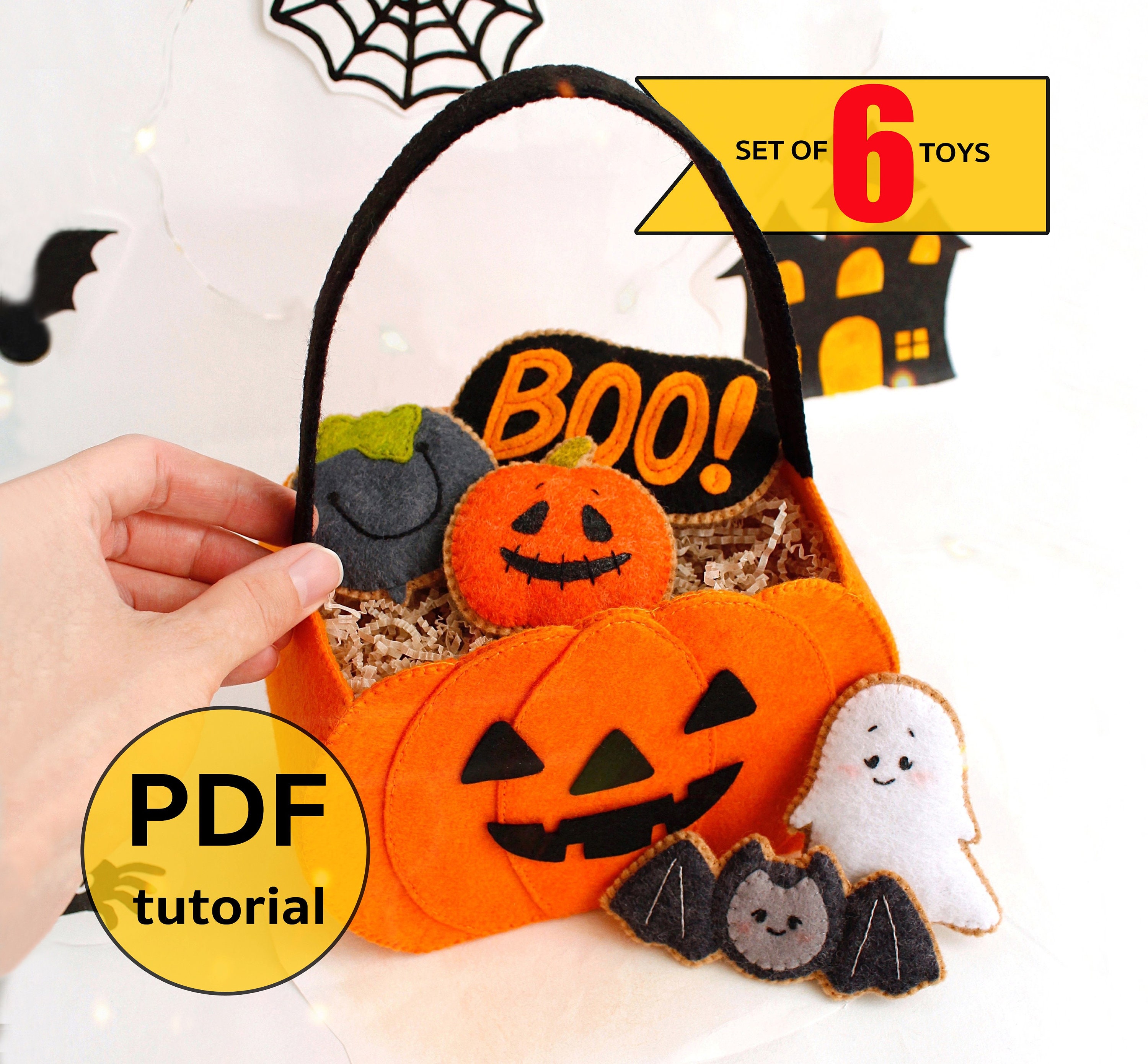 Felt Trick or Treat Basket With Halloween Cookies Hand Sewing PDF ...