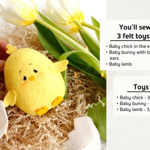 Felt Easter Chick in the Eggshell, Bunny and Lamb Sewing PDF Tutorial ...