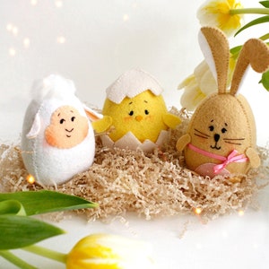 Felt Easter Chick in the Eggshell Bunny and Lamb Sewing PDF - Etsy