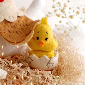 Felt Easter Mama Chicken With Chicks in the Eggshell Hand Sewing PDF Tutorial With Patterns: DIY ...