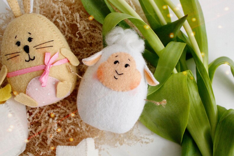 Felt Easter Chick in the Eggshell Bunny and Lamb Sewing PDF - Etsy