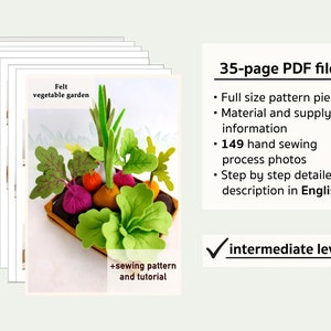 Felt Vegetable Garden Hand Sewing PDF Tutorial With Patterns. DIY Felt ...