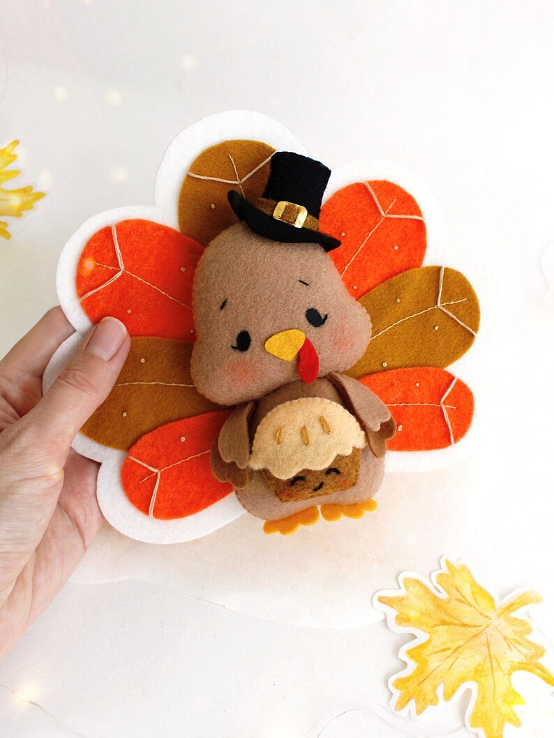 Felt Thanksgiving Turkey With Pie Hand Sewing PDF Tutorial With ...
