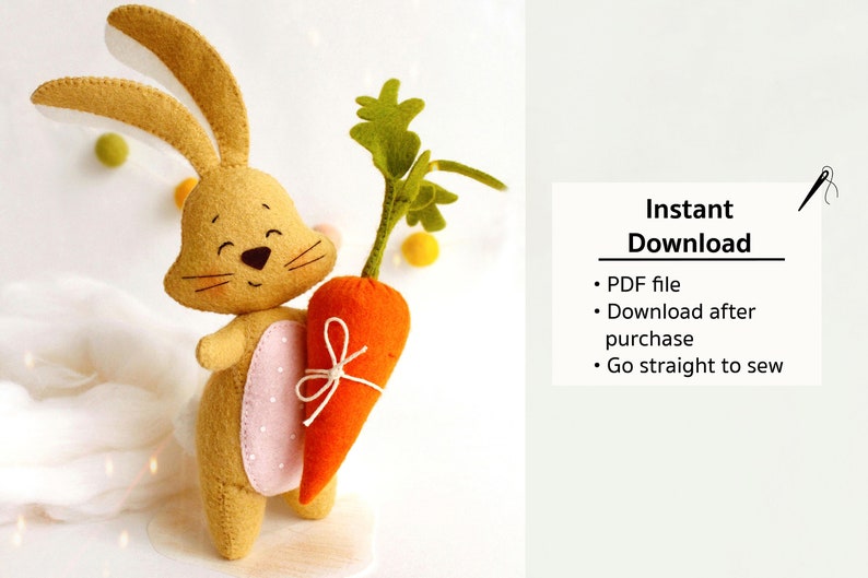 Felt Easter Bunny With Carrot Hand Sewing PDF Tutorial With Patterns: DIY Animal Ornament - Etsy ...