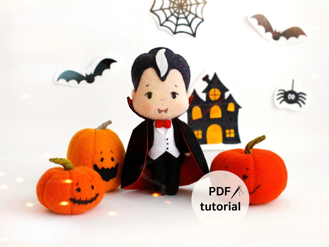 Felt Vampire Count Dracula With Halloween Orange Pumpkins Sewing PDF ...