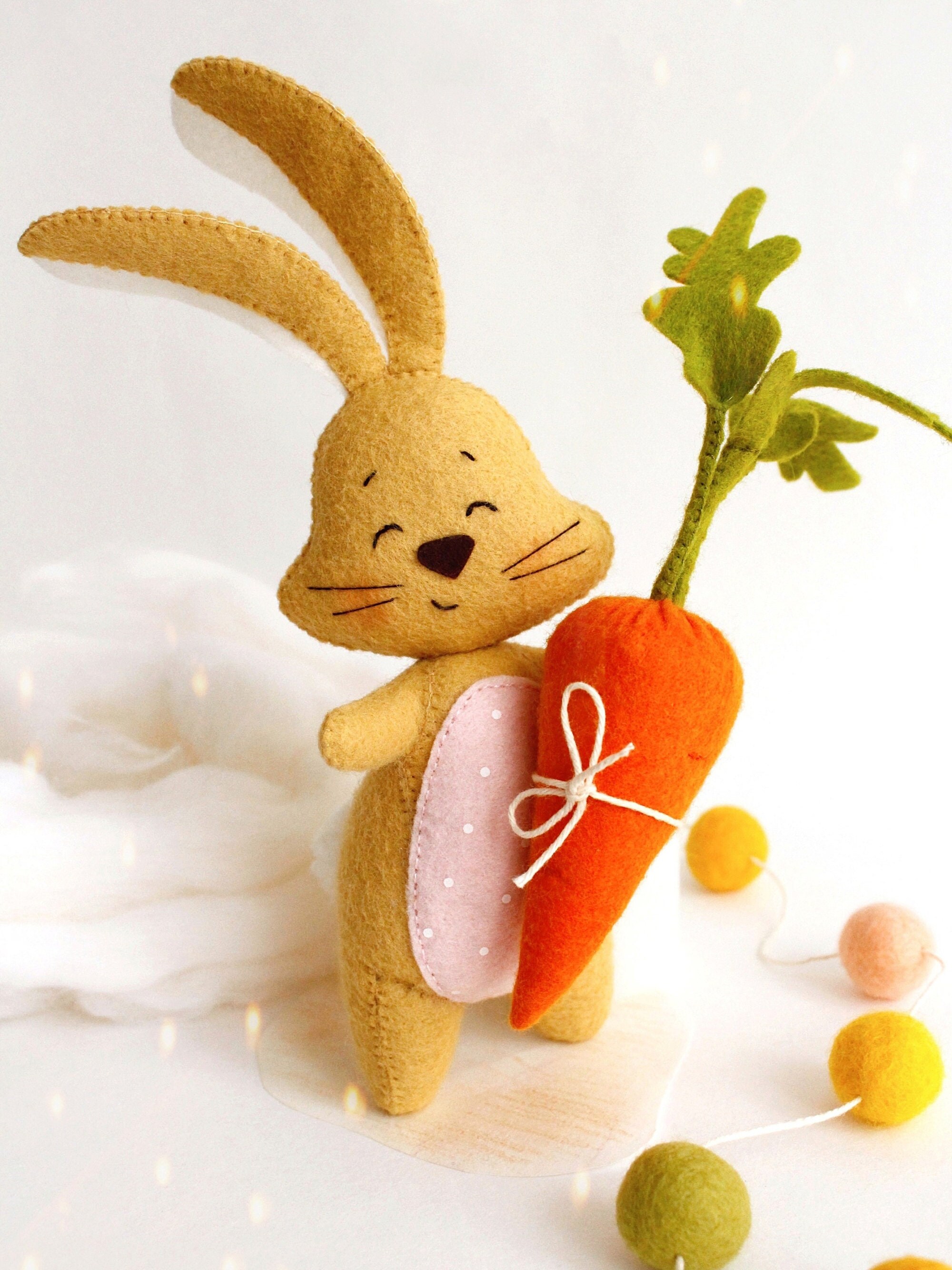 Felt Easter Bunny With Carrot Hand Sewing PDF Tutorial With Patterns ...