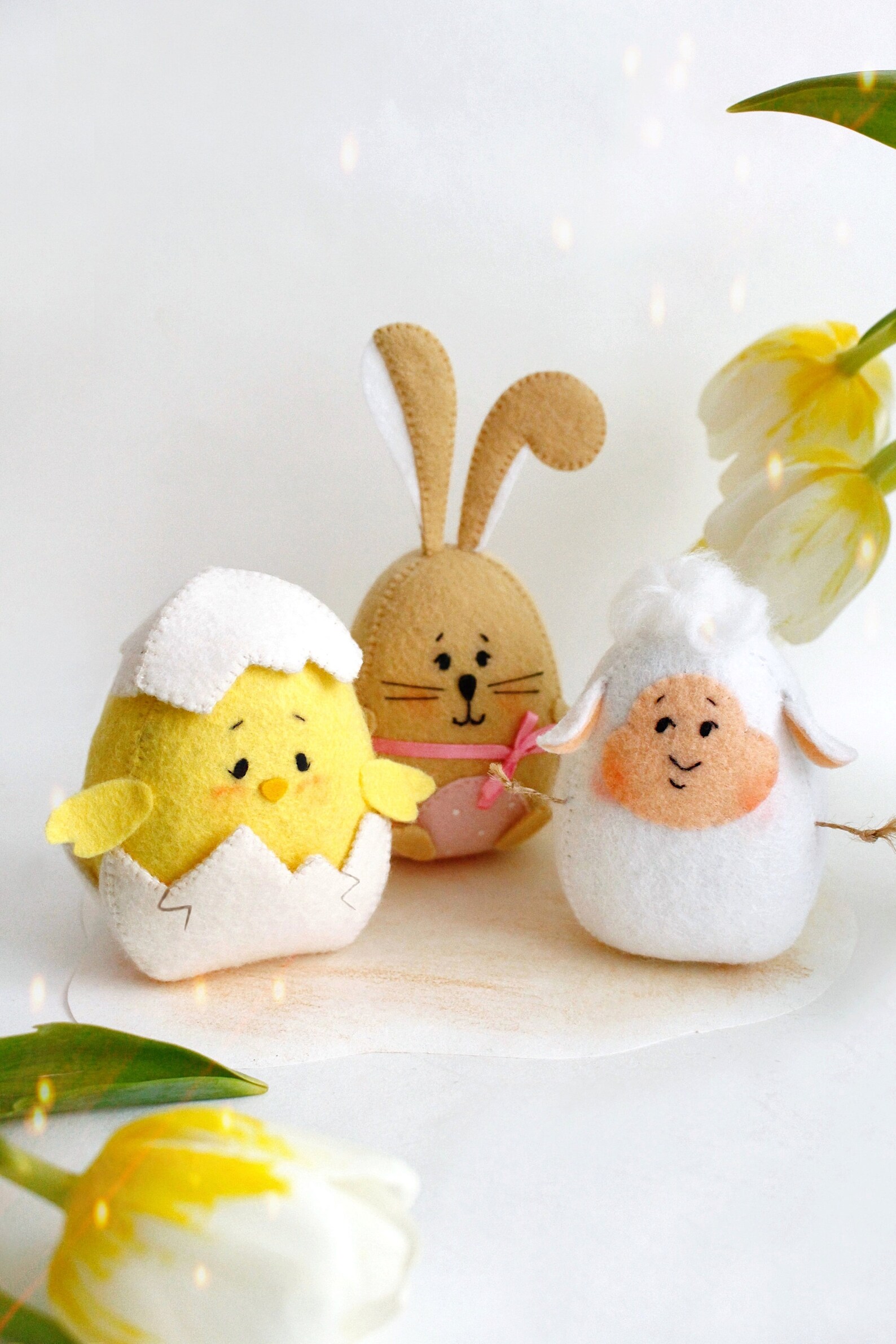 Felt Easter Chick in the Eggshell Bunny and Lamb Sewing PDF - Etsy