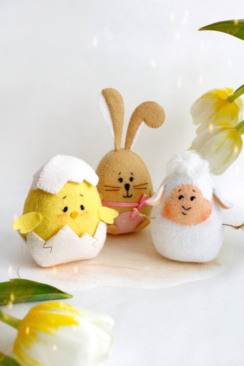 Felt Easter Chick in the Eggshell Bunny and Lamb Sewing PDF - Etsy