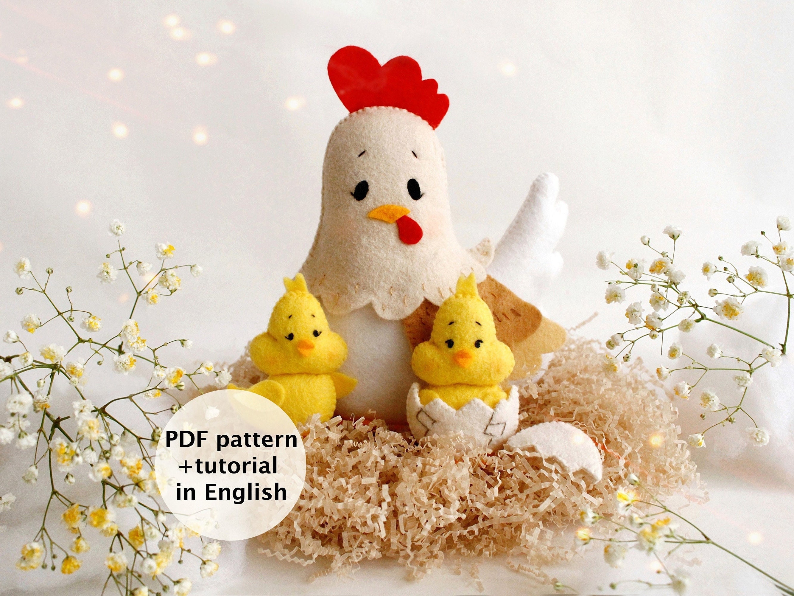 Felt Easter Mama Chicken With Chicks in the Eggshell Sewing - Etsy