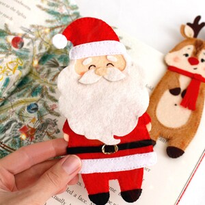 Felt Santa Claus & Reindeer Rudolph Bookmarks Hand Sewing PDF Tutorial ...